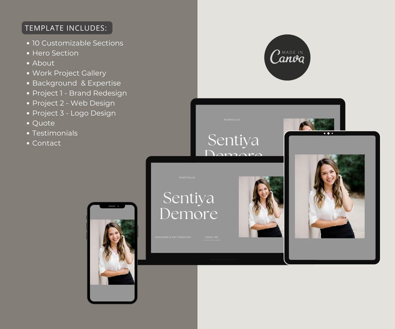 Portfolio Website Template Canva Template Website Canva Template ...