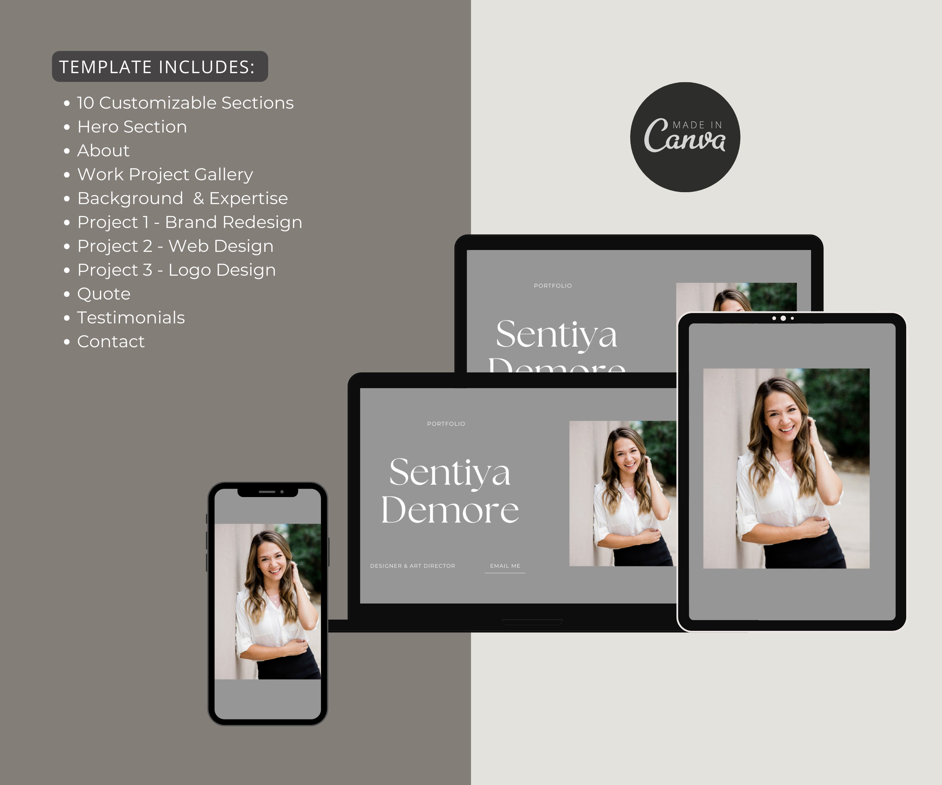 Portfolio Website Template Canva Template Website Canva Template ...