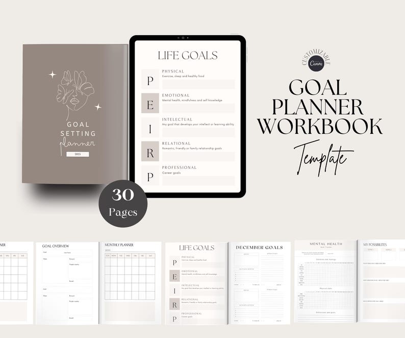 Goal Planner Template, Goal Setting, Goal Progress, Canva Planner ...
