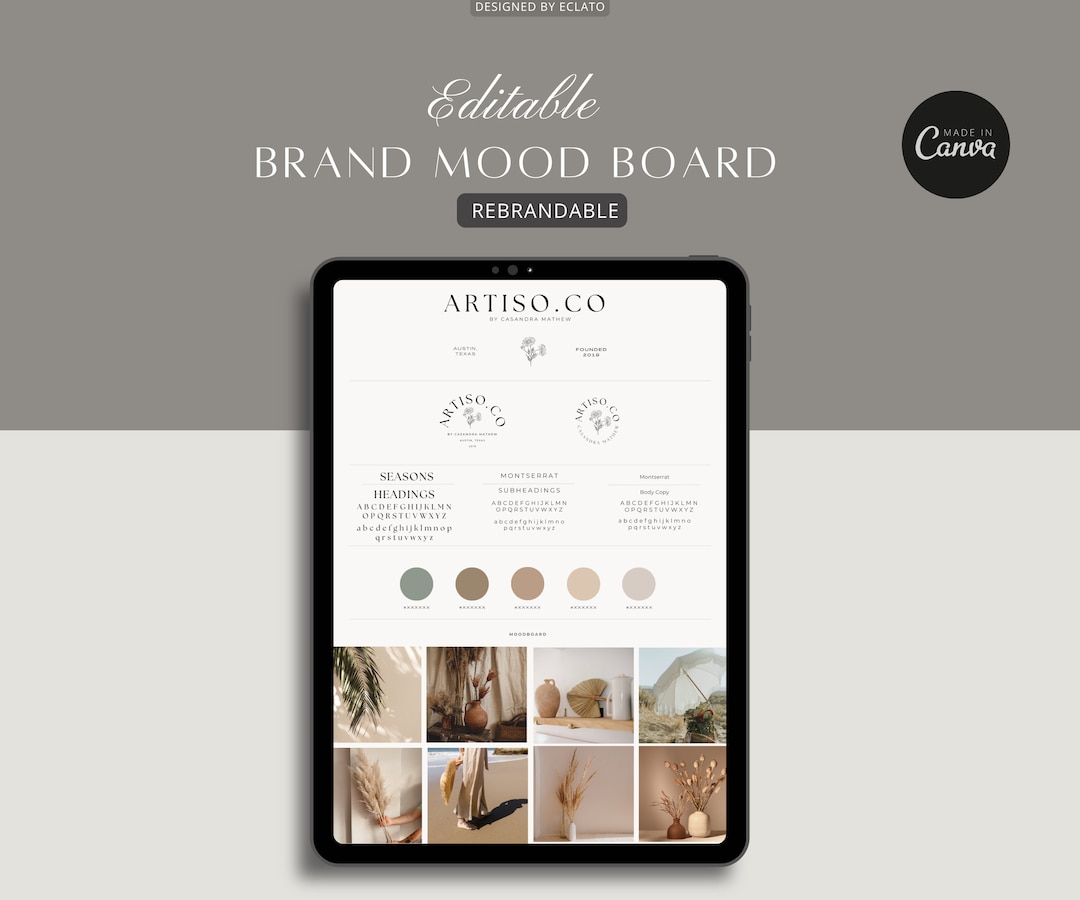 Brand Kit Template, Black Brand Board Template, Pre-made Branding Kit ...