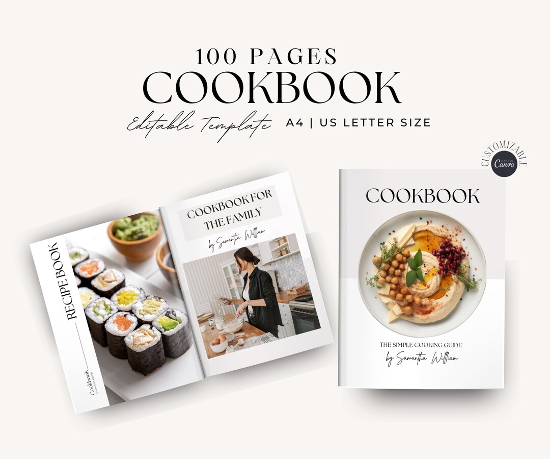 100 Page Cookbook Template, Recipe Book Template, Cook Book Template ...
