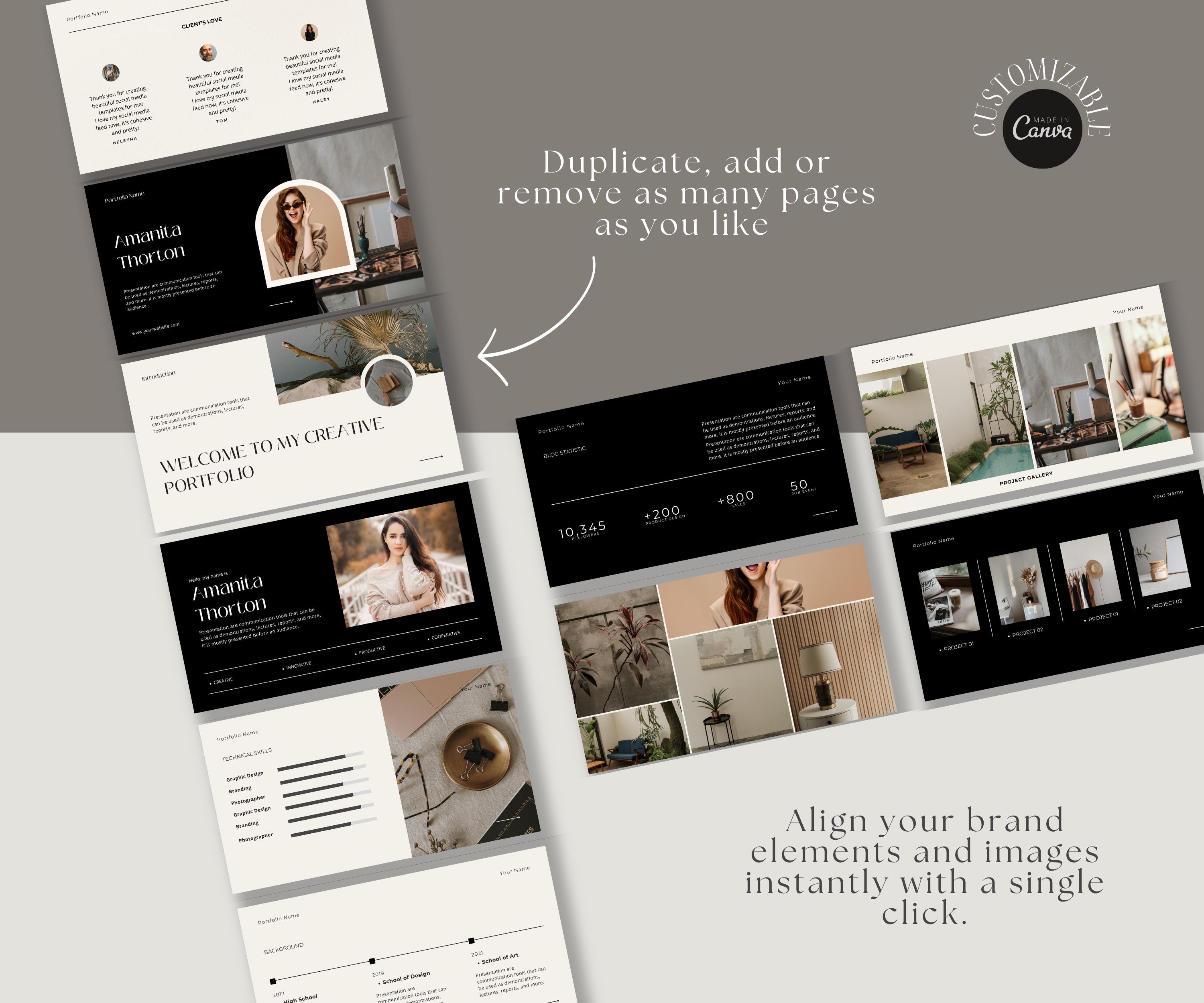 Creative Portfolio Template, Canva Presentation Template, Canva ...