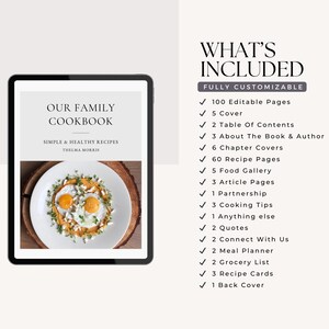 100-page Cookbook Template, Modern Recipe Book Canva Editable Template ...