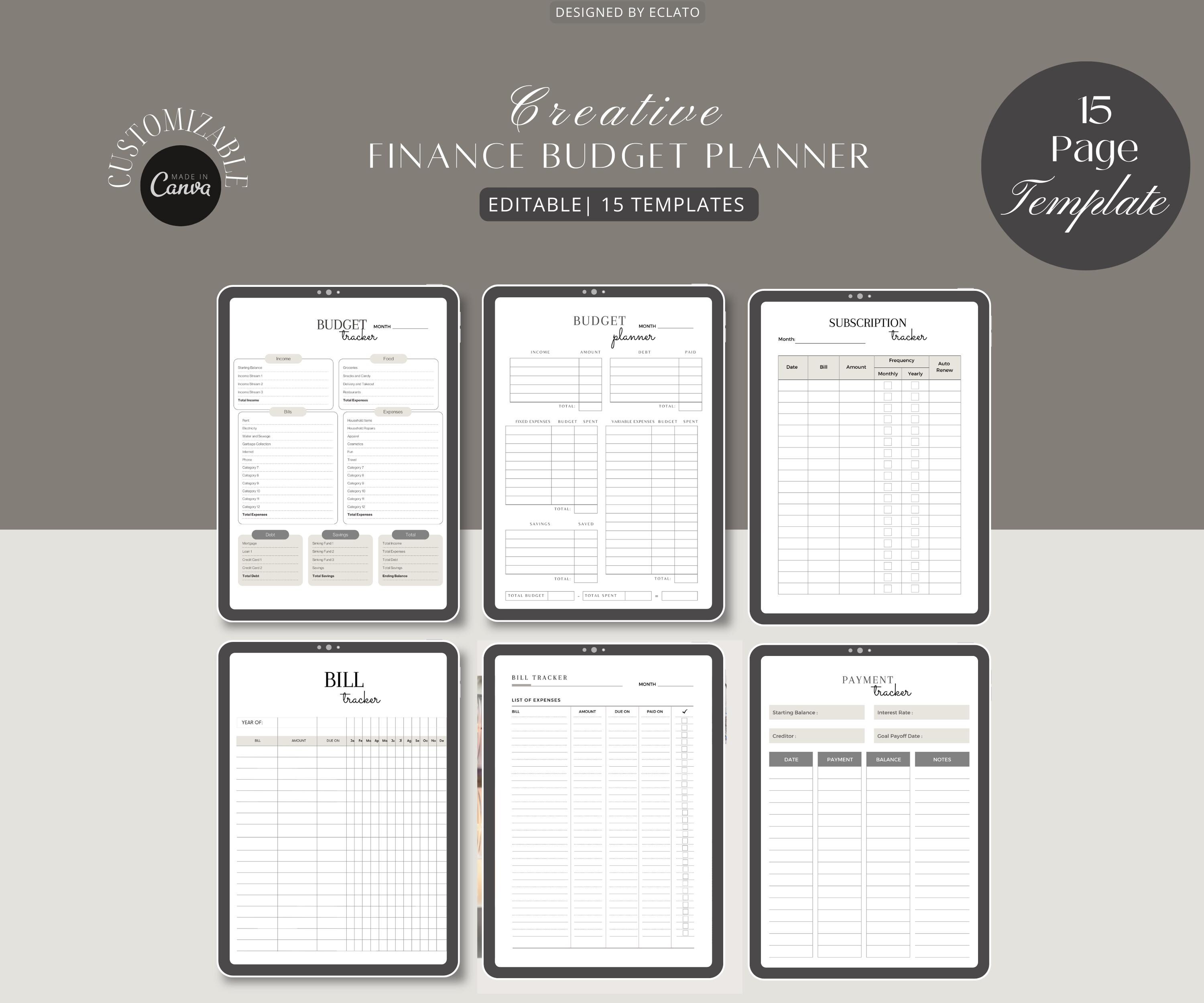 Finance Planner BUNDLE Budget Planner Canva Templates, Financial ...