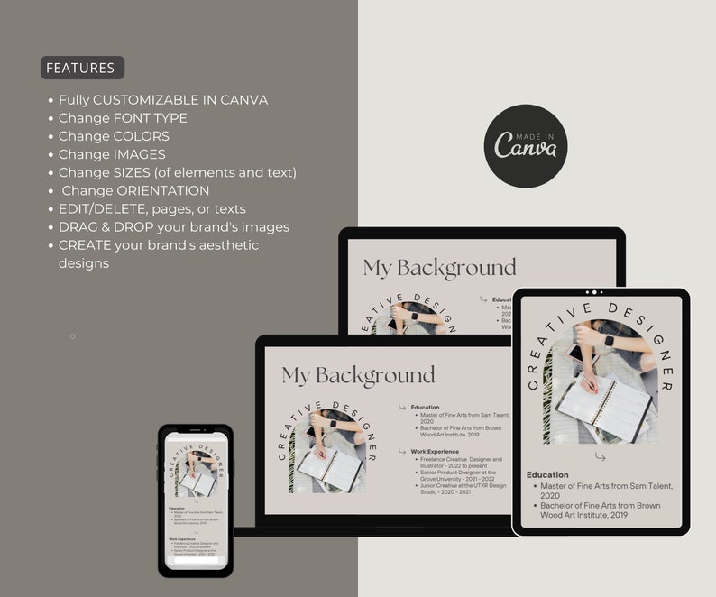 Portfolio Website Template Canva Template Website Canva Template ...