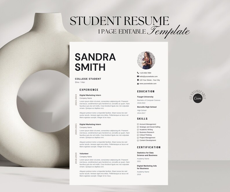Student Resume, College Resume Template, Academic Resume, High School ...