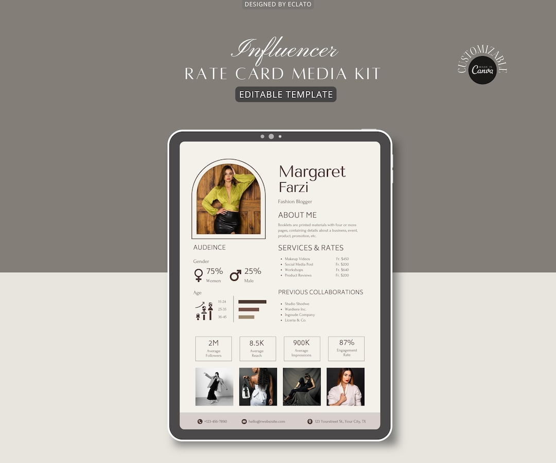 Influencer Rate Card Media Kit Canva Template, Influencers Kit, Social ...