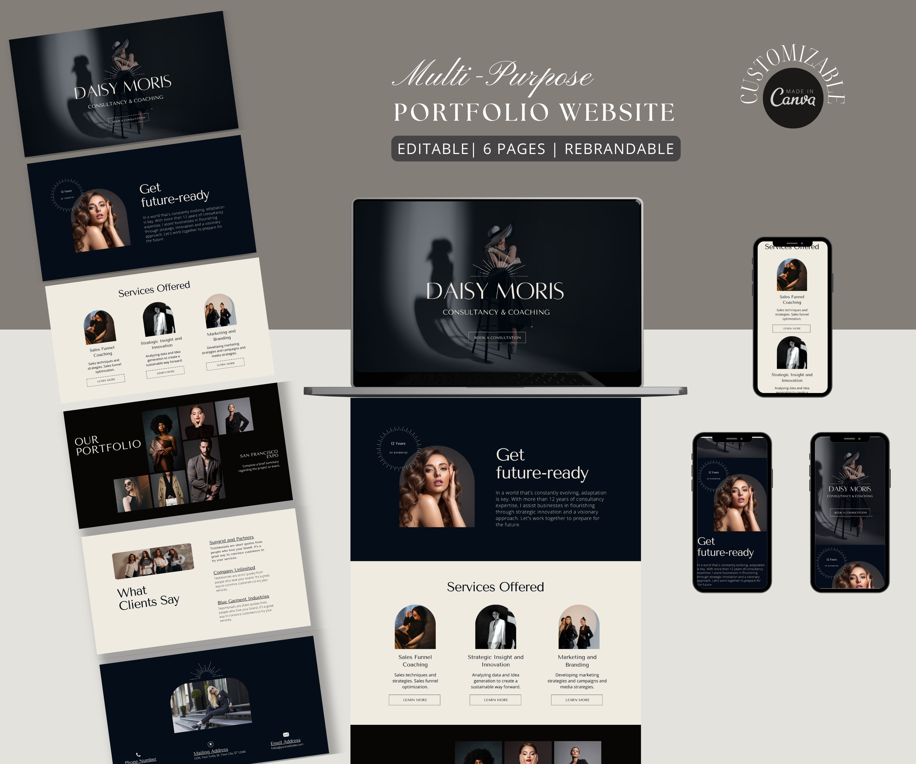Portfolio Website Template Canva Template Website Coaching Template ...