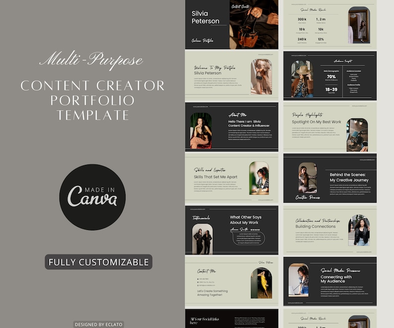 Social Media Portfolio Canva Template Content Creator Portfolio Presentation Template Canva ...