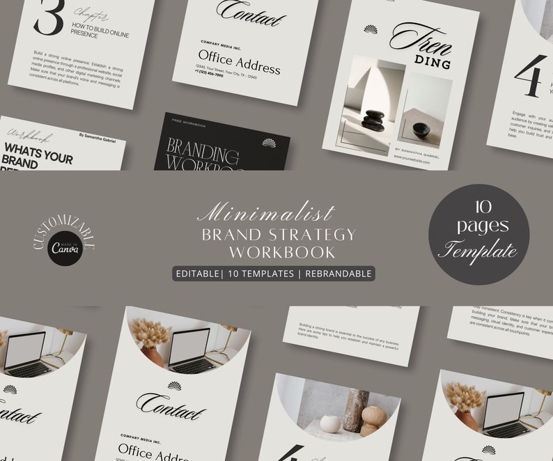 Minimal Brand Strategy Workbook, Canva Workbook, Canva Ebook, Branding ...
