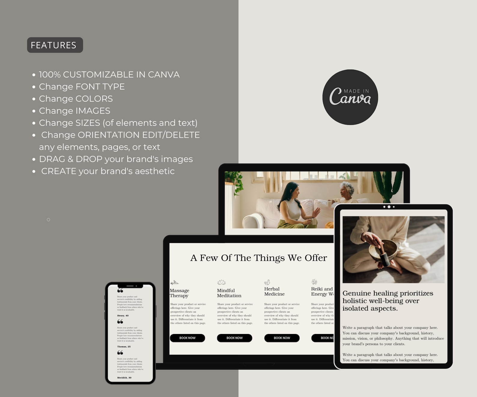 Website Template Canva Template Website Canva Template Creative Wellness Website Template Canva ...