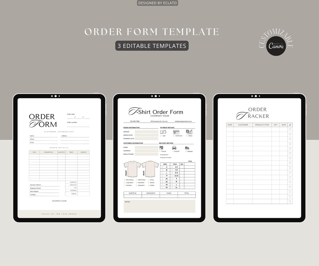 Fillable Order Forms Bundle Template, Printable Small Business Forms ...