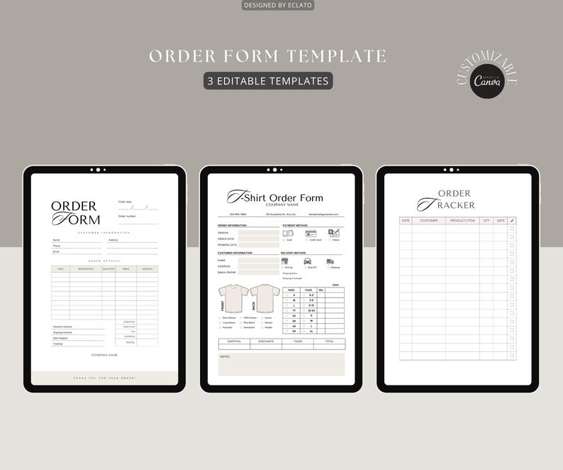 Fillable Order Forms Bundle Template, Printable Small Business Forms ...