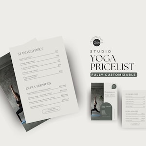 Yoga Studio Price List, Wellness Template, Canva Template, Price List ...