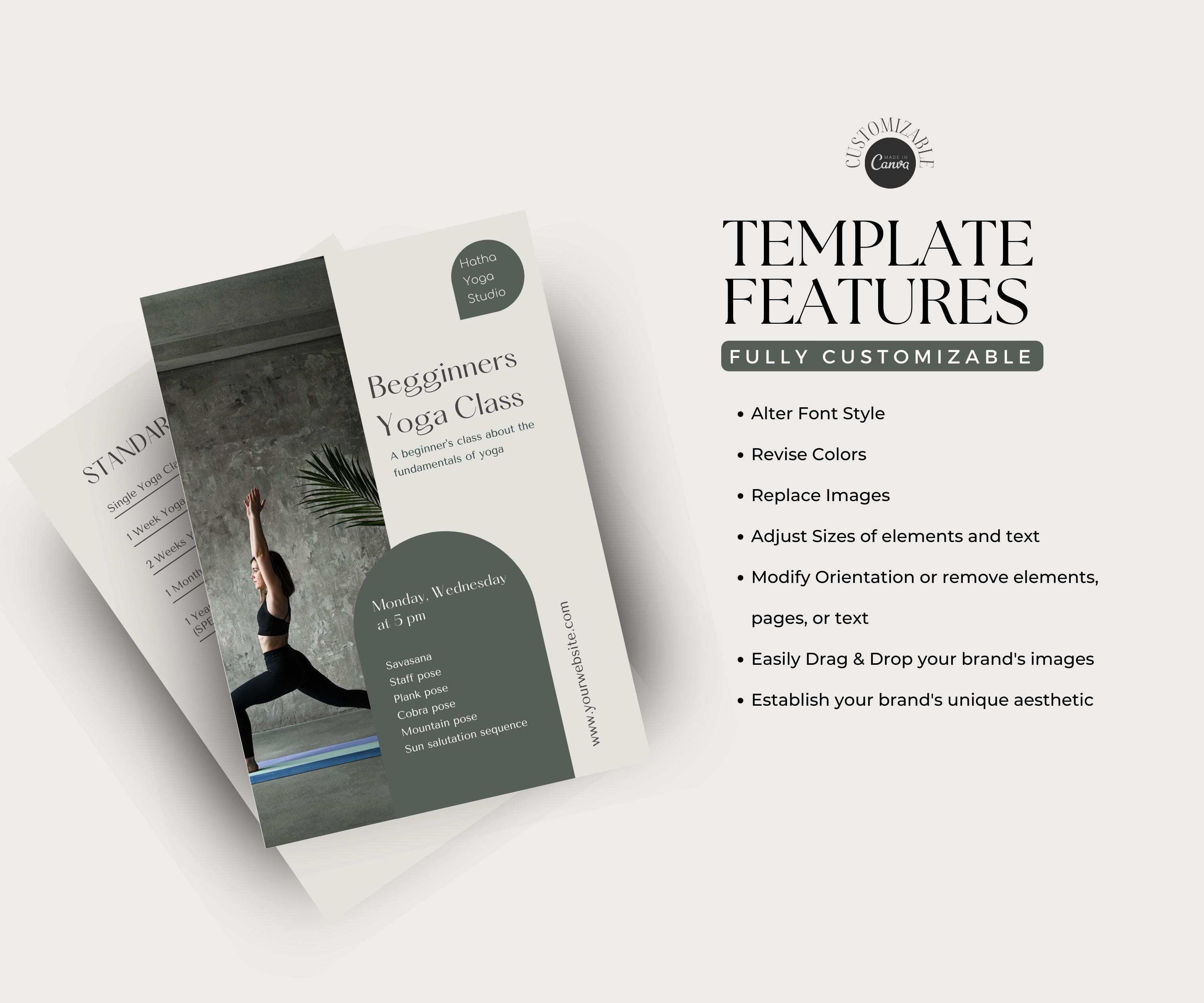 Yoga Studio Price List, Wellness Template, Canva Template, Price List ...