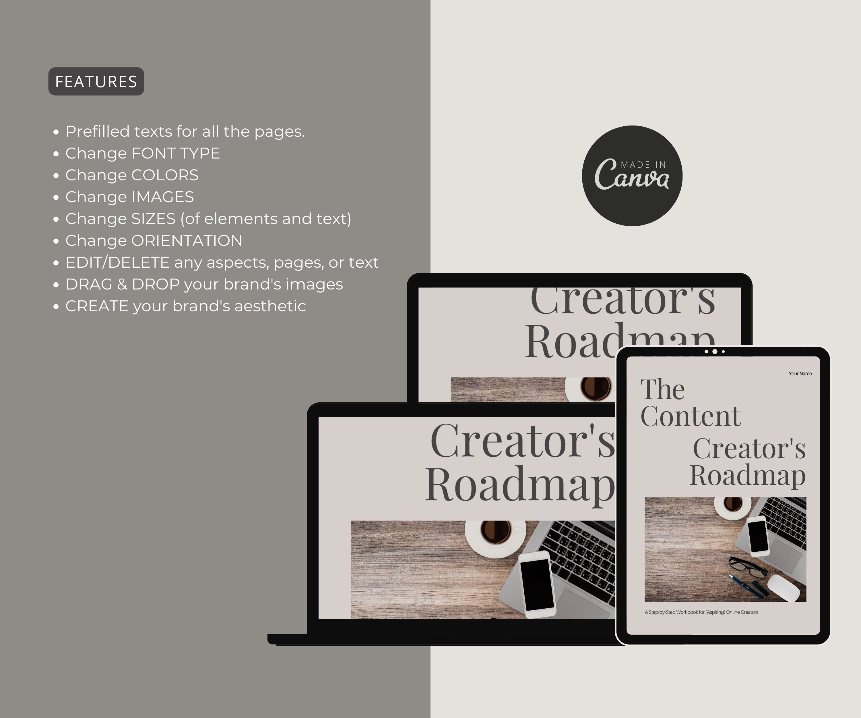 Content Creator Workbook, Content Creator Ebook, Canva Ebook Template, Content Creator Roadmap ...