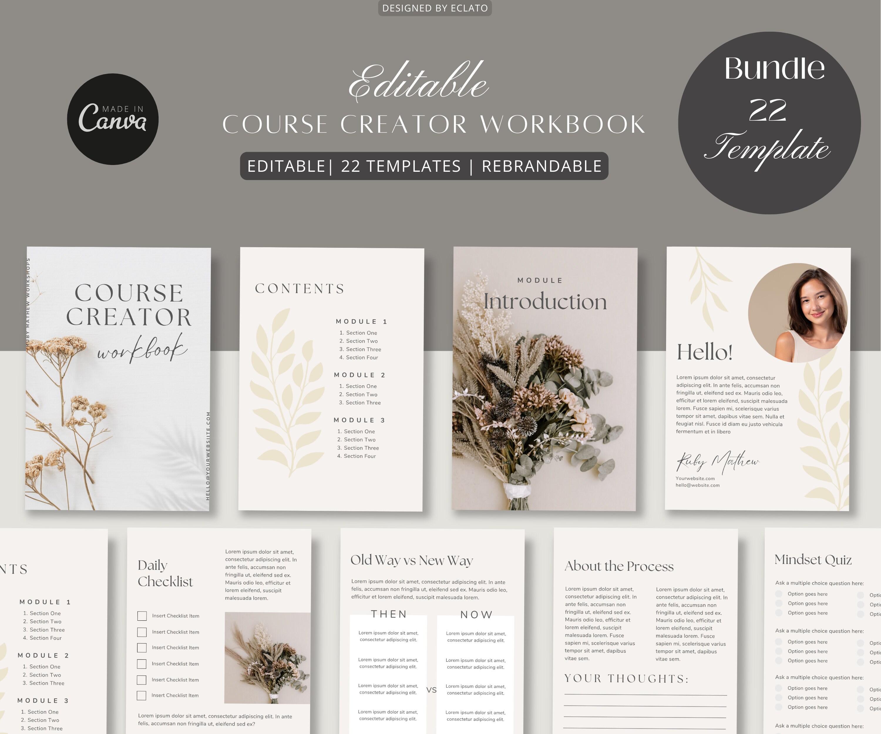 Course Creator Template, Canva Bundle Template, Boho Template, Coaching ...