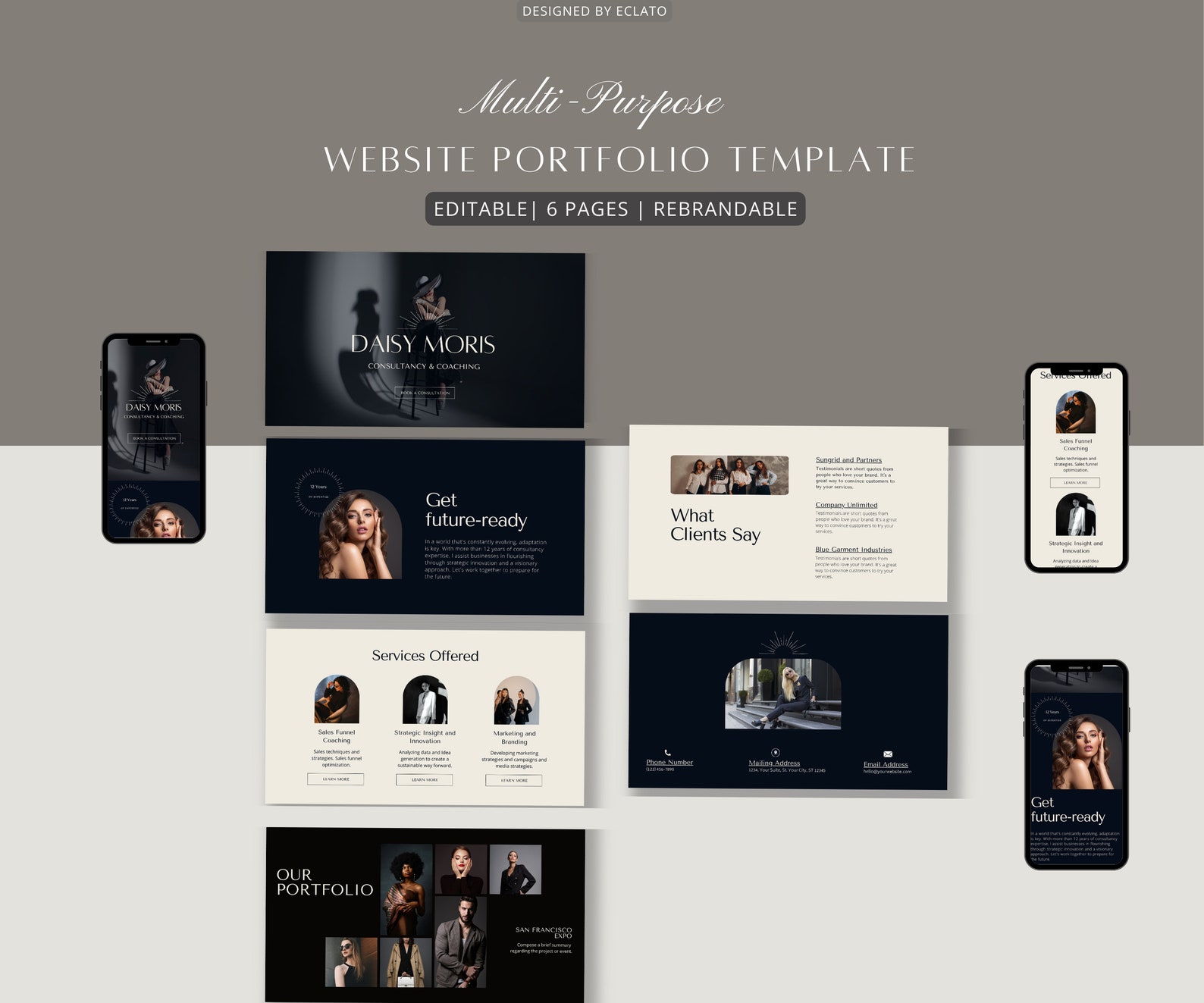 Portfolio Website Template Canva Template Website Coaching Template ...