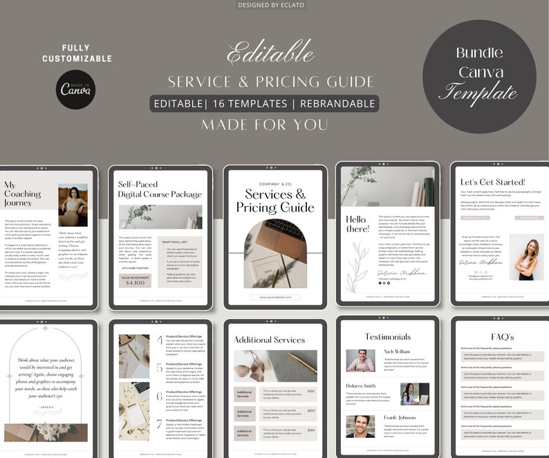 Service and Pricing Guide Template, Canva Template, Client Proposal ...