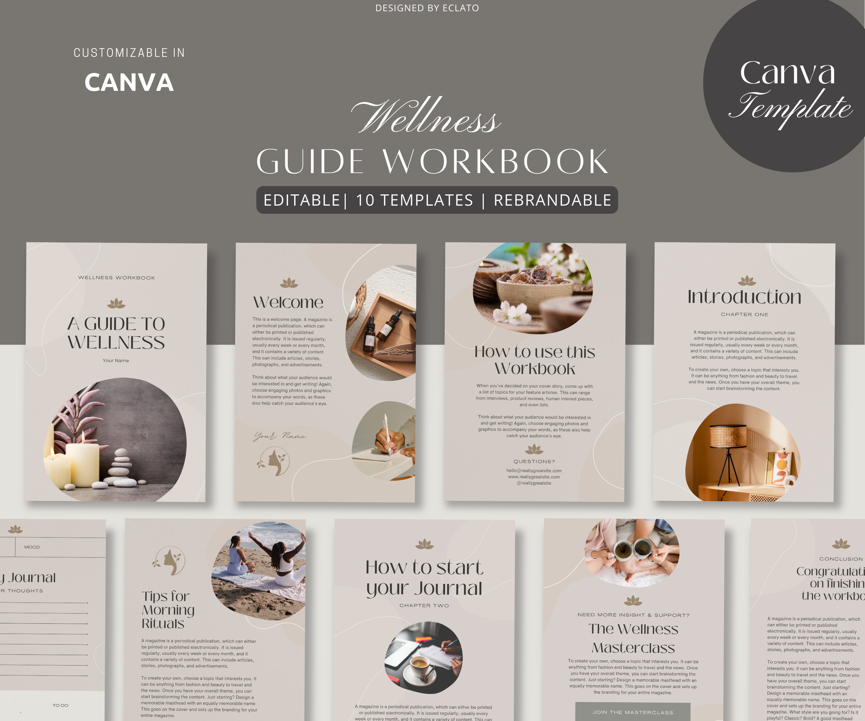 Wellness Guide, Canva Templates, Wellness Workbook, Wellness Planner ...