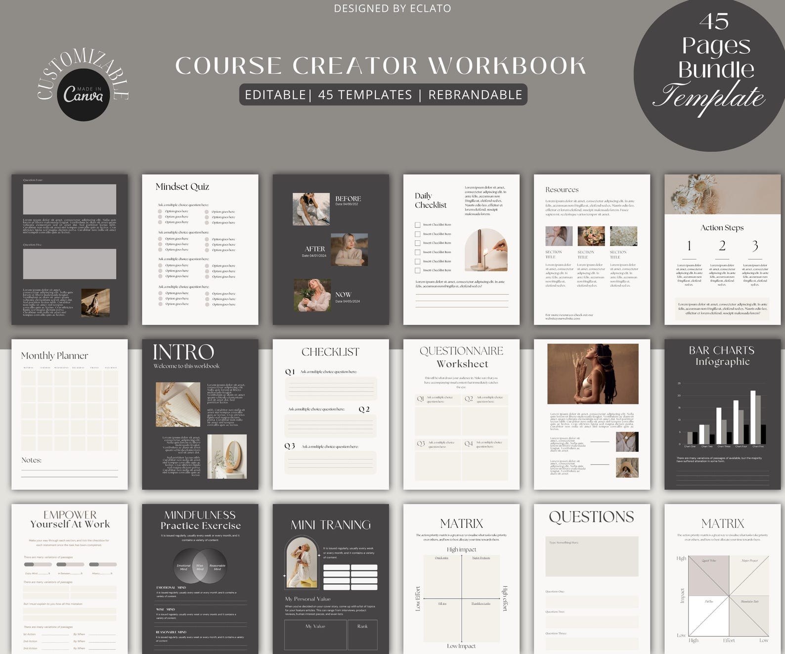 Course Creator Bundle Template, Canva Bundle Template, Coaching ...