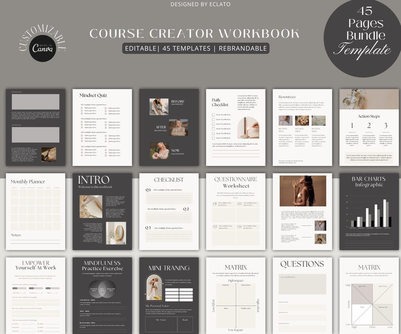 Course Creator Bundle Template, Canva Bundle Template, Coaching ...