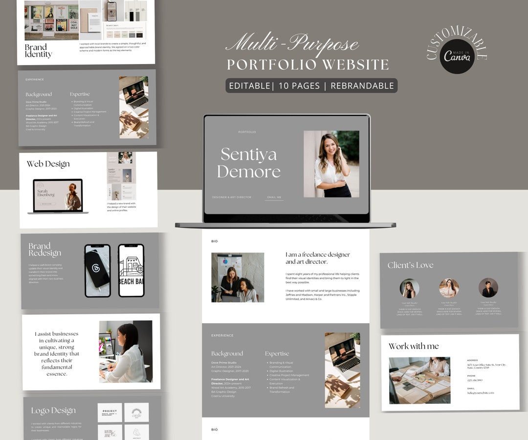 Portfolio Website Template Canva Template Website Canva Template ...