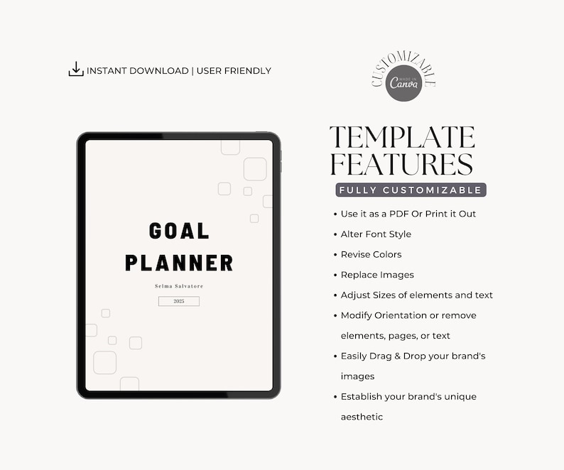 Goal Planner Template, Goal Setting, Goal Progress, Canva Planner ...
