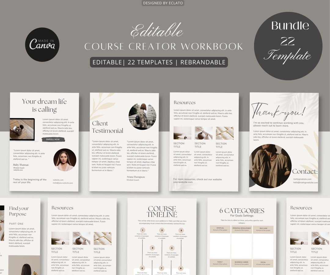 Course Creator Template, Canva Bundle Template, Boho Template, Coaching ...