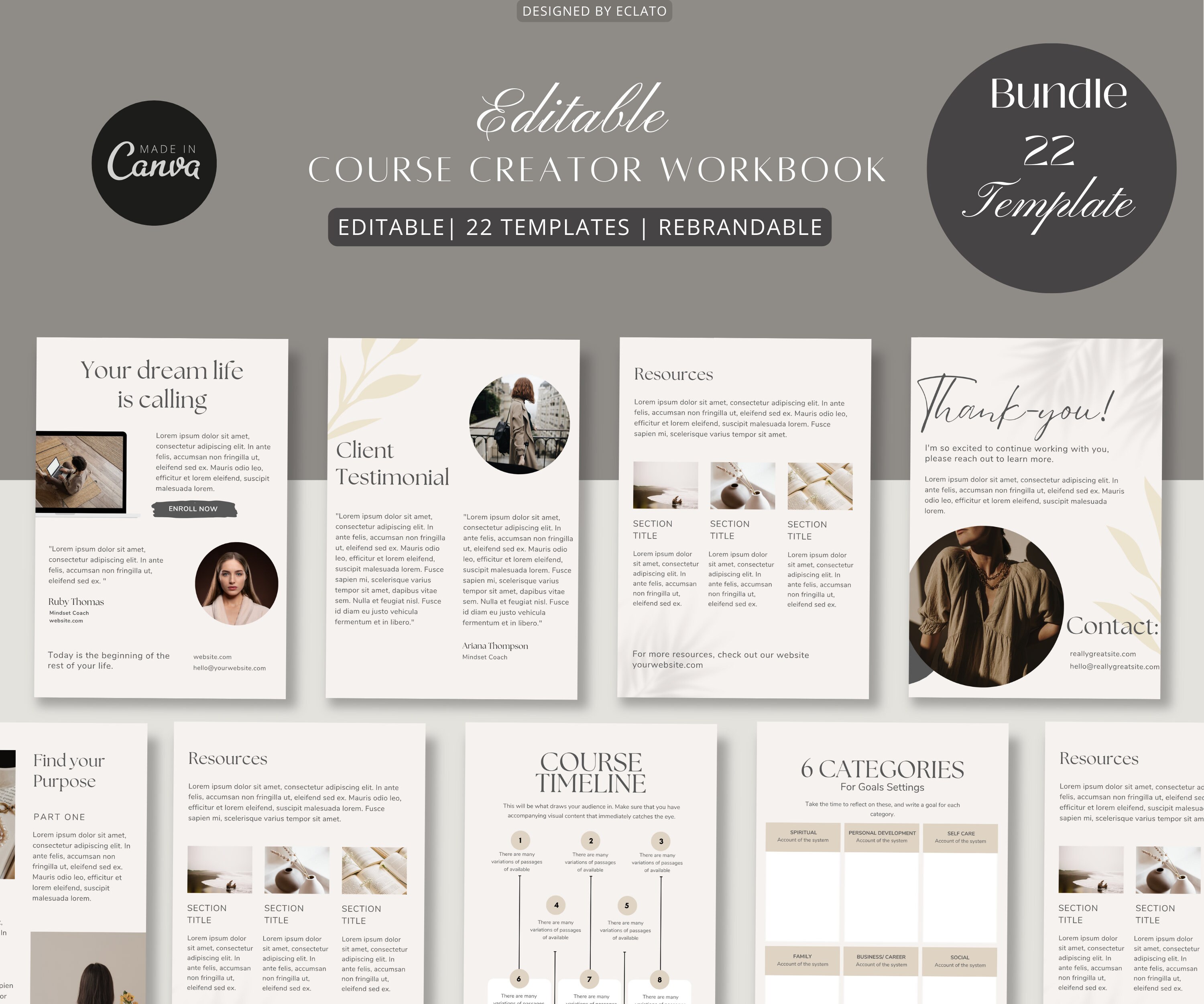 Course Creator Template, Canva Bundle Template, Boho Template, Coaching ...