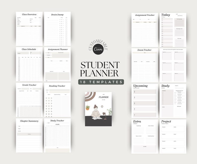 Student Planner Template, Editable Study Planner, Academic Planner ...
