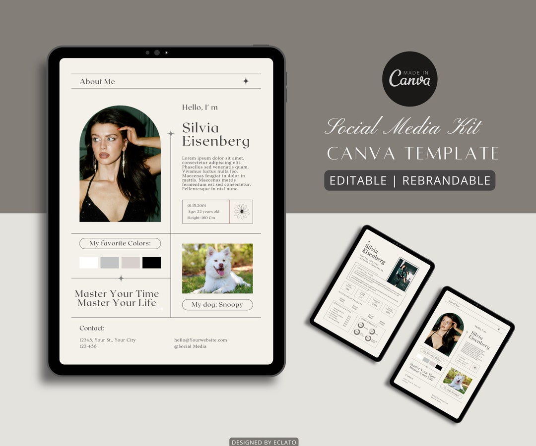 Social Media Kit, Canva Media Kit, Canva Template, Instagram Kit ...