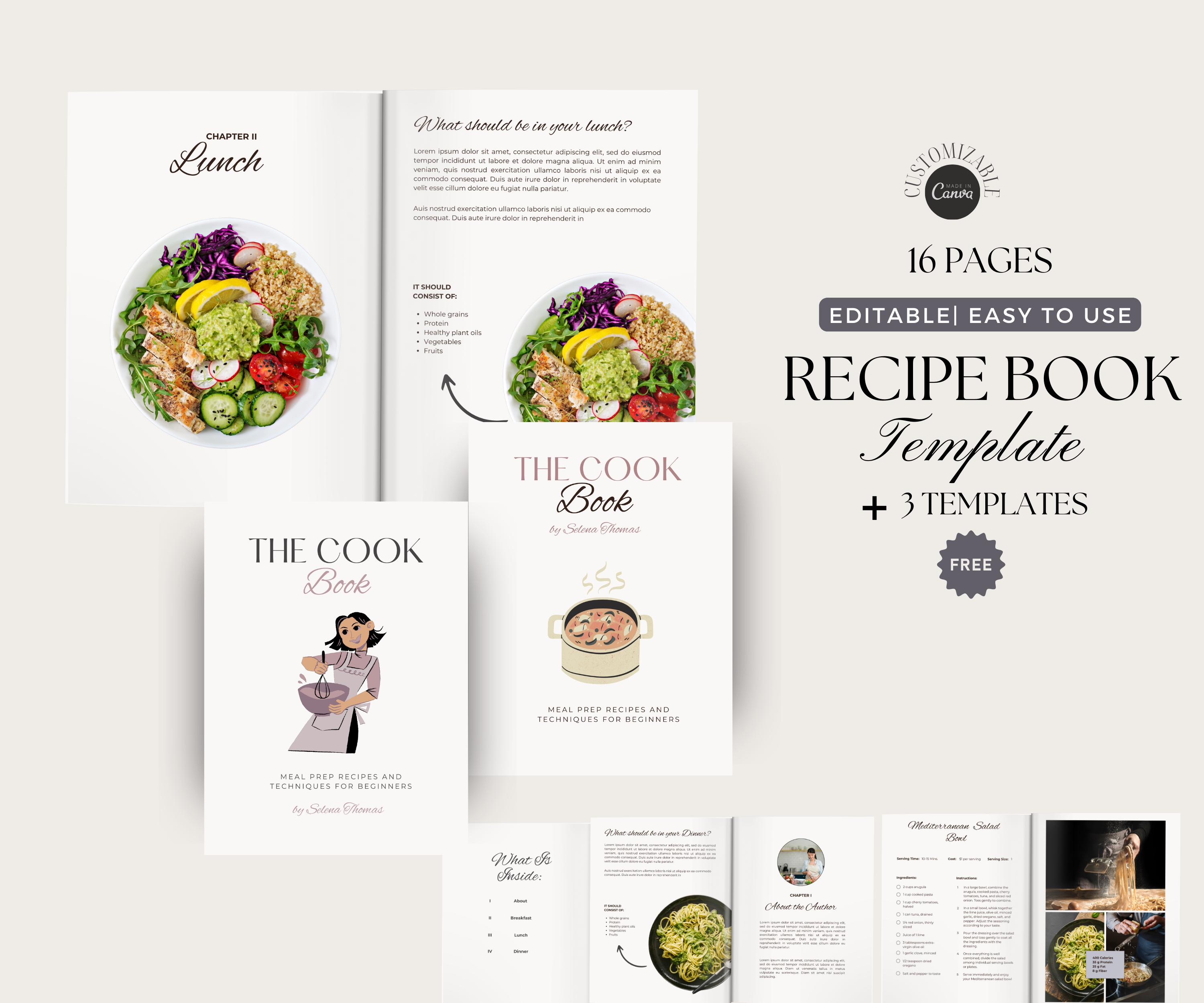Cookbook Template | Editable Recipe Book Template | Printable Family ...