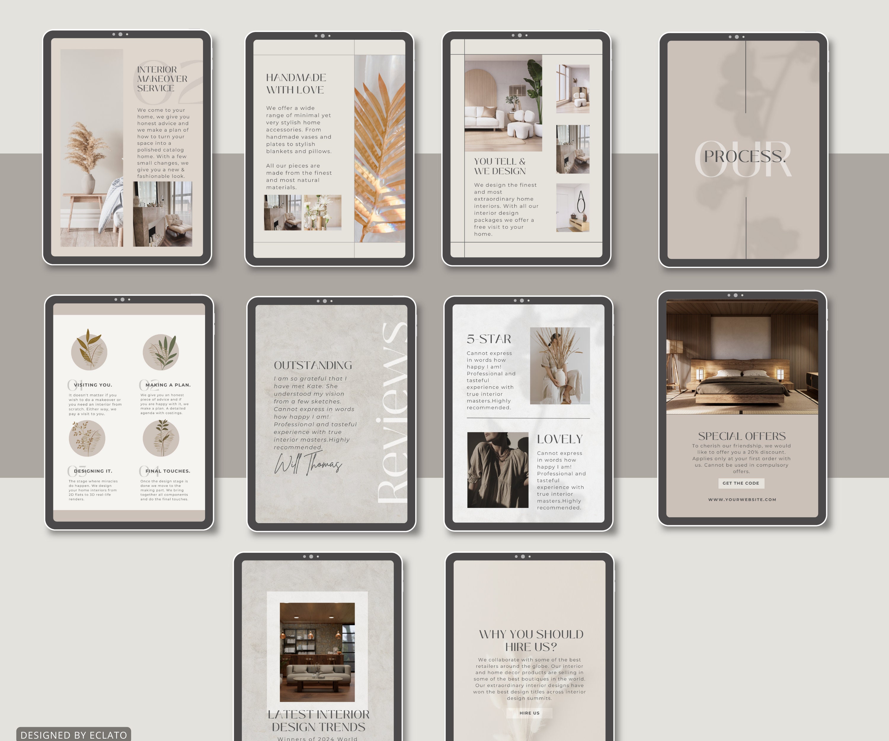 Boho Design Template, Canva Template, Interior Design Canva Template ...