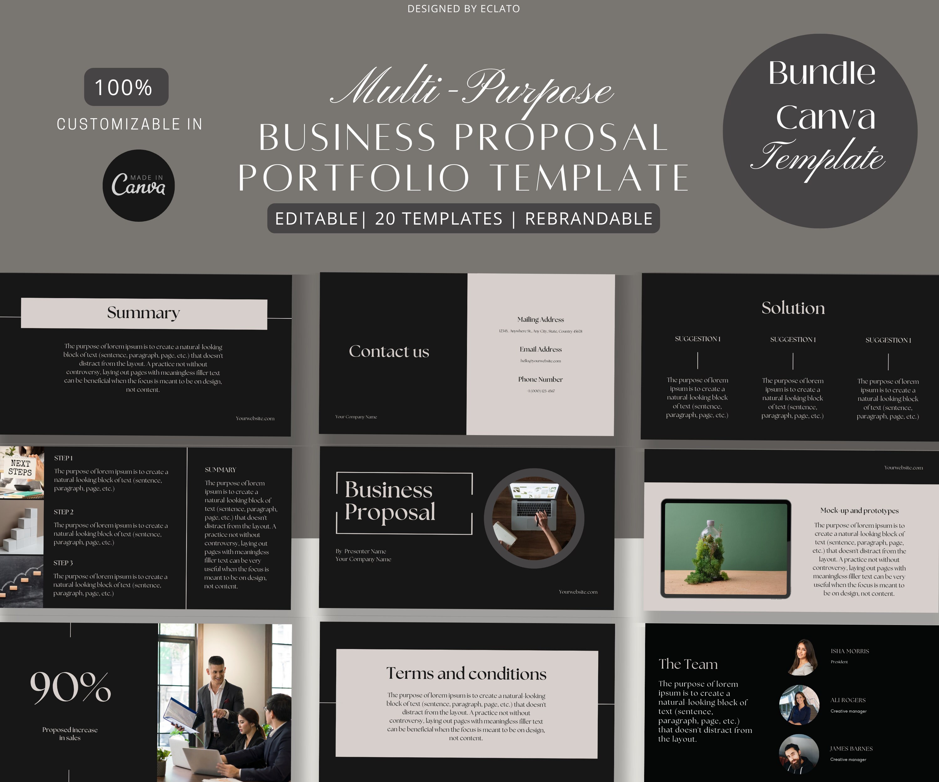 Business Proposal Portfolio Canva Template Marketing Presentation ...
