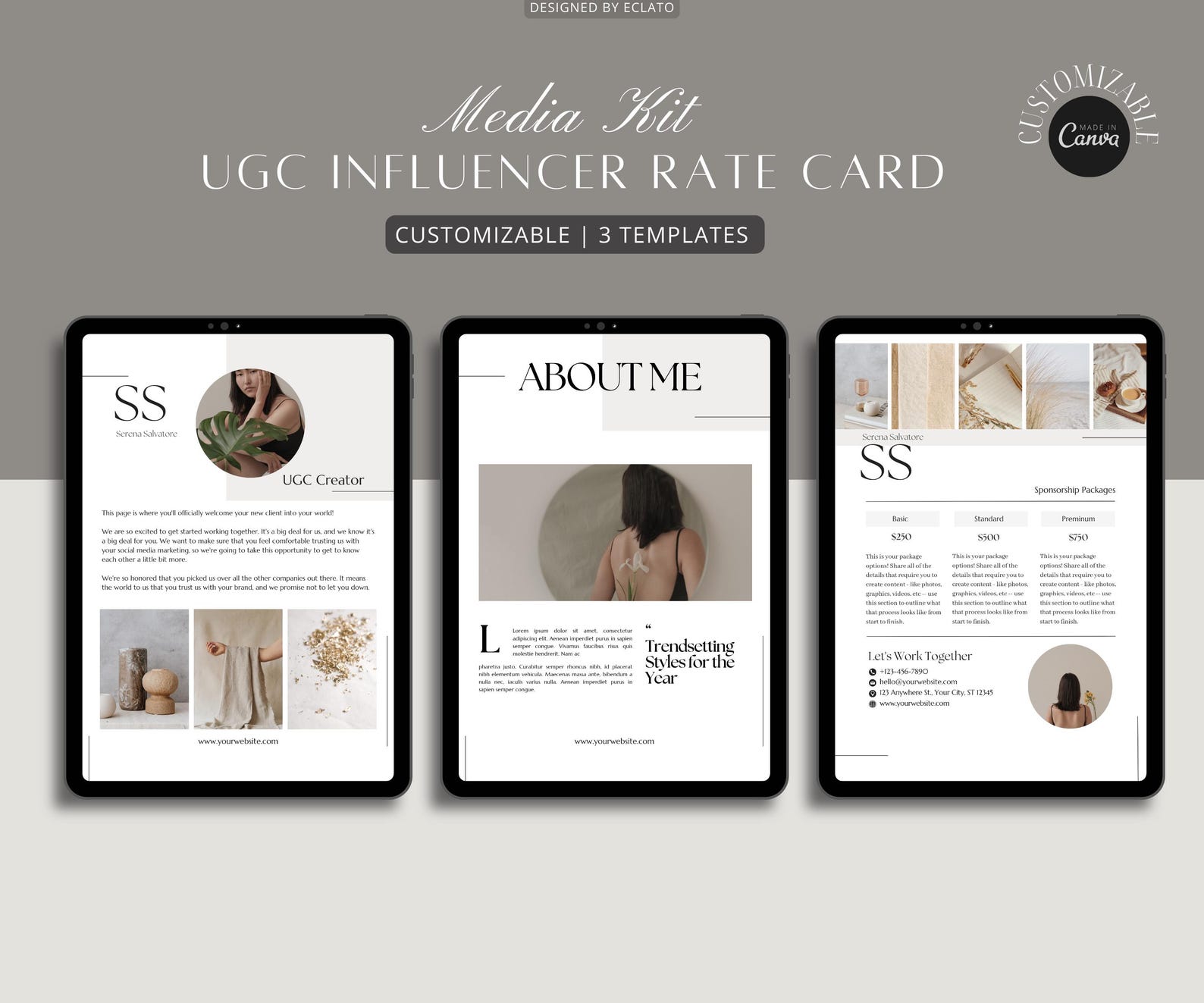 UGC Influencer Media Kit Rate Card Canva Template, Rate Card Template ...
