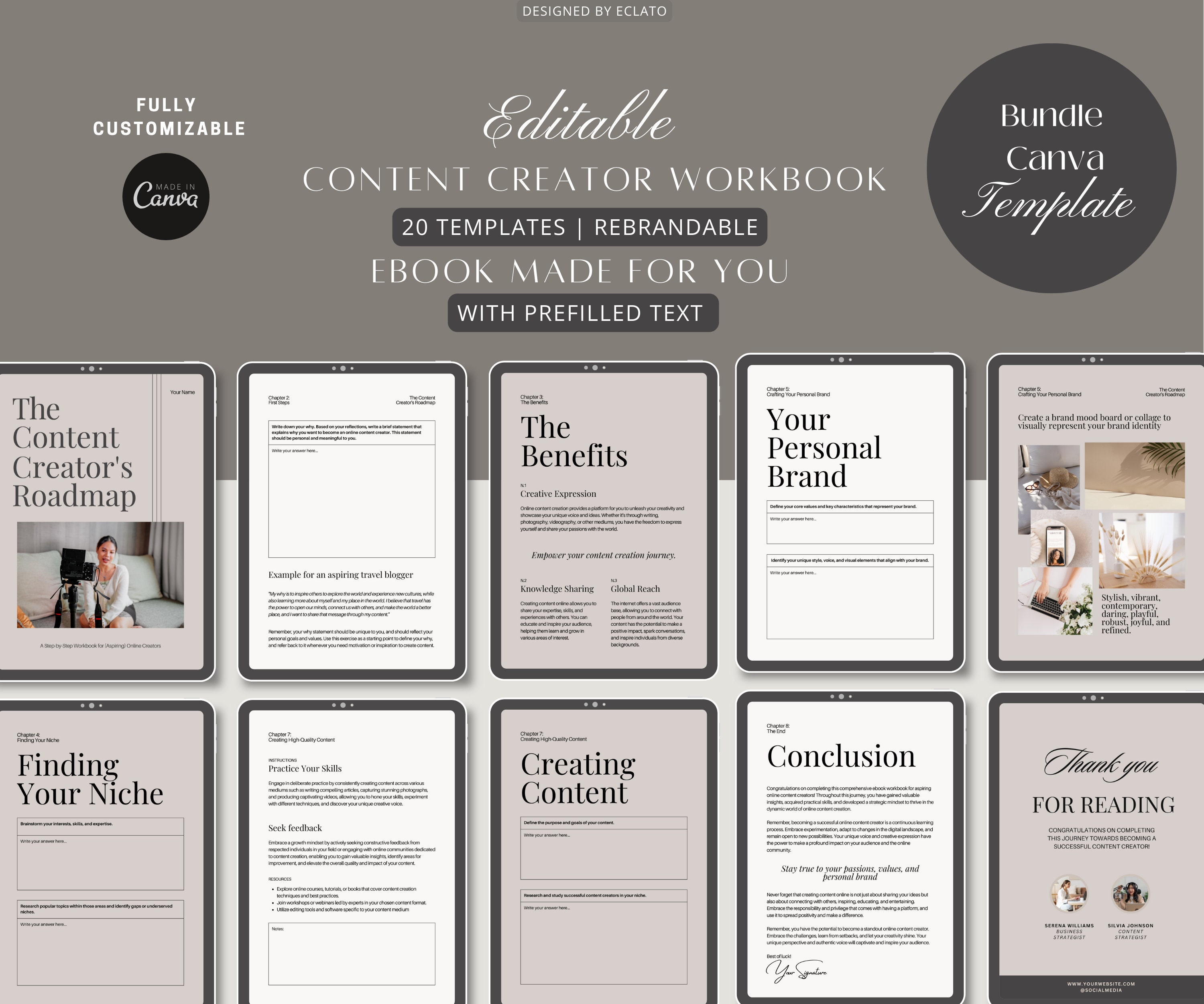 Content Creator Workbook, Content Creator Ebook, Canva Ebook Template ...