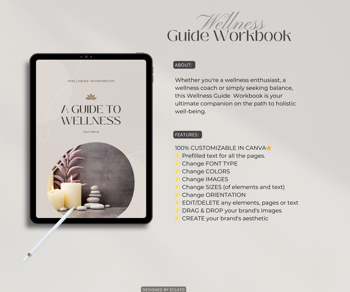 Wellness Guide, Canva Templates, Wellness Workbook, Wellness Planner ...