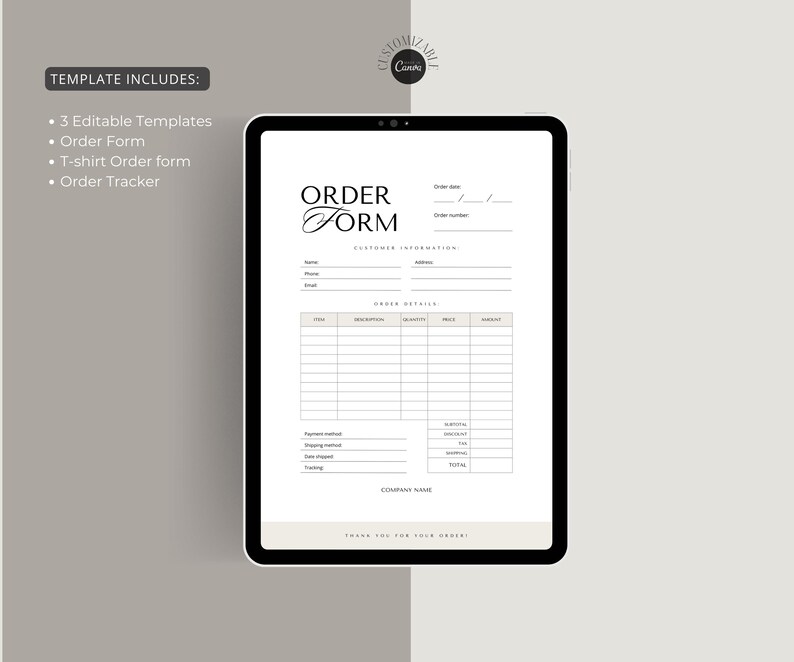Fillable Order Forms Bundle Template, Printable Small Business Forms, Canva Template, T-shirt ...