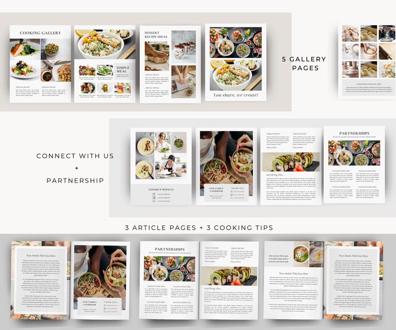 100-page Cookbook Template, Modern Recipe Book Canva Editable Template ...