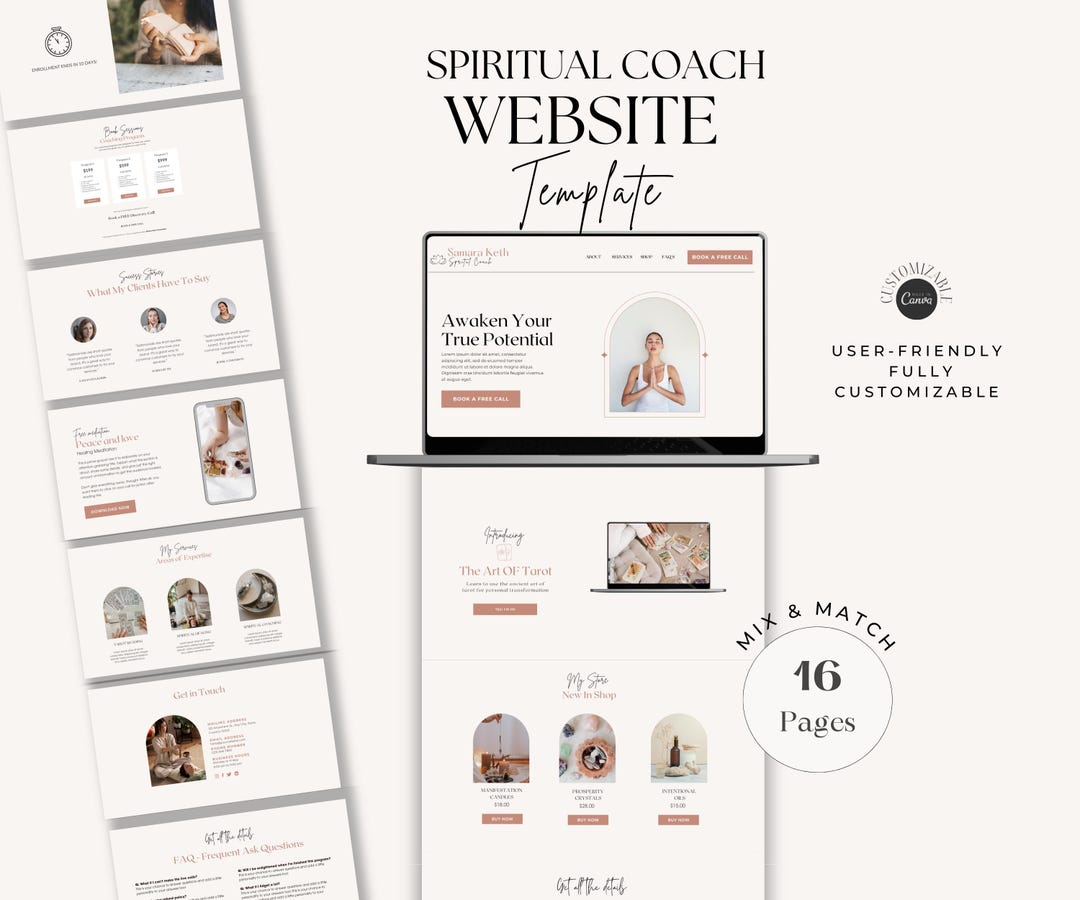 Canva Website Template for Coaches Spiritual Coach Website Template ...