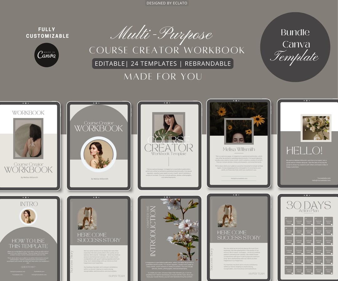 Course Creator Template Canva Bundle Template Neutral Template ...