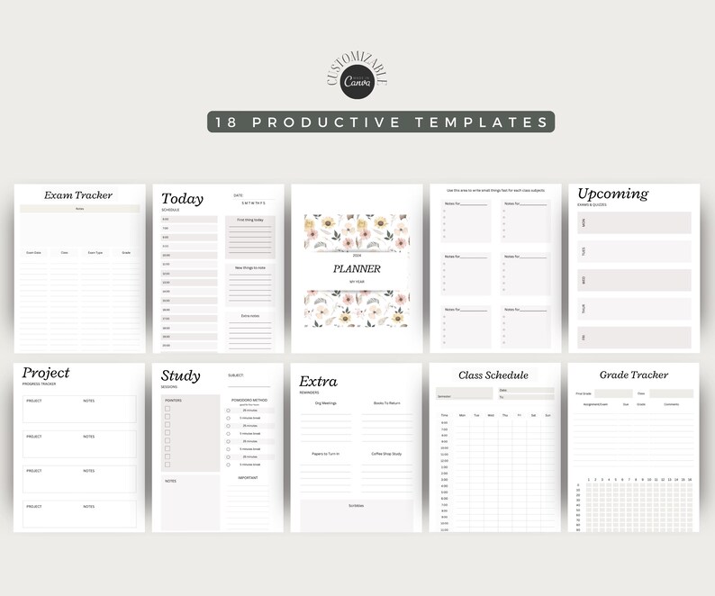 Student Planner Template, Editable Study Planner, Academic Planner ...