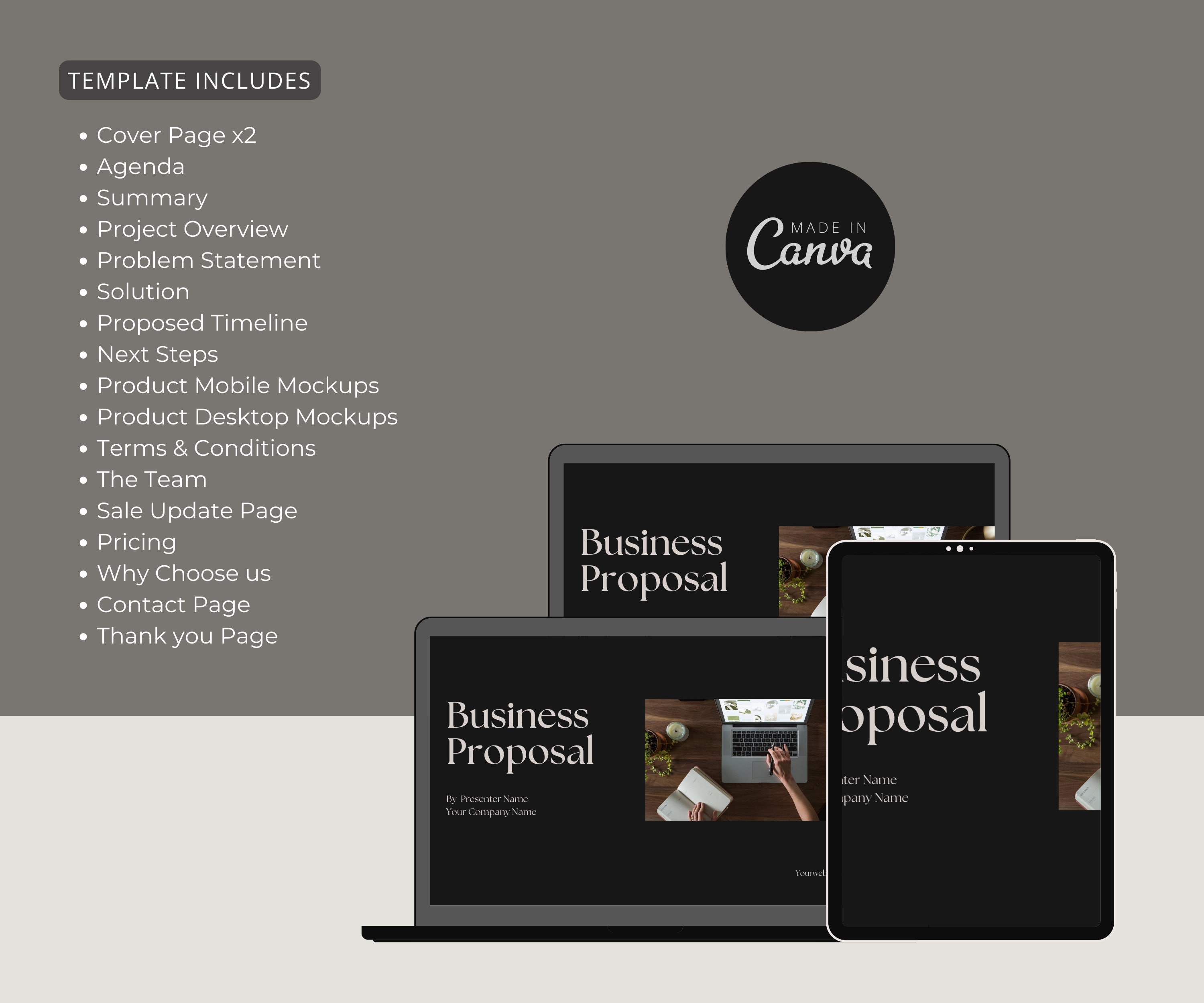 Business Proposal Portfolio Canva Template Marketing Presentation ...
