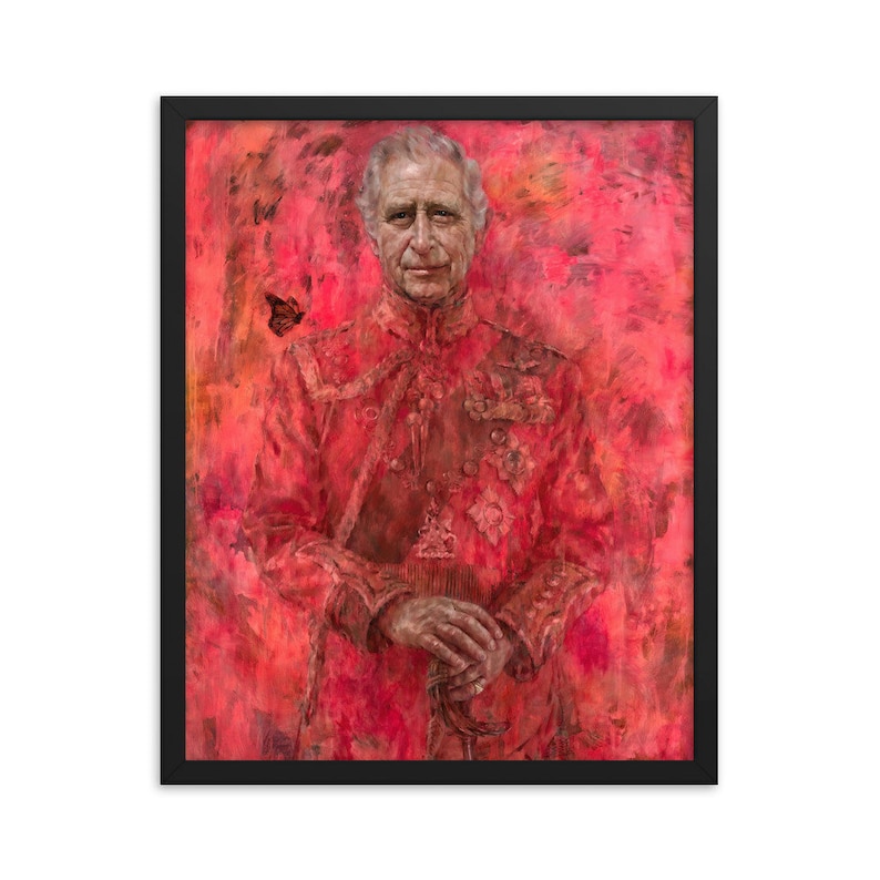 King Charles III Official Portrait red Painting by Jonathan Yeo Framed ...