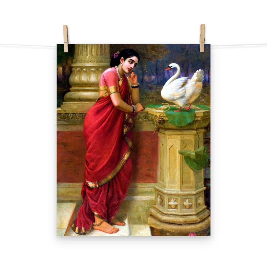Hamsa Damayanti by Raja Ravi Varma Matte Poster - Etsy