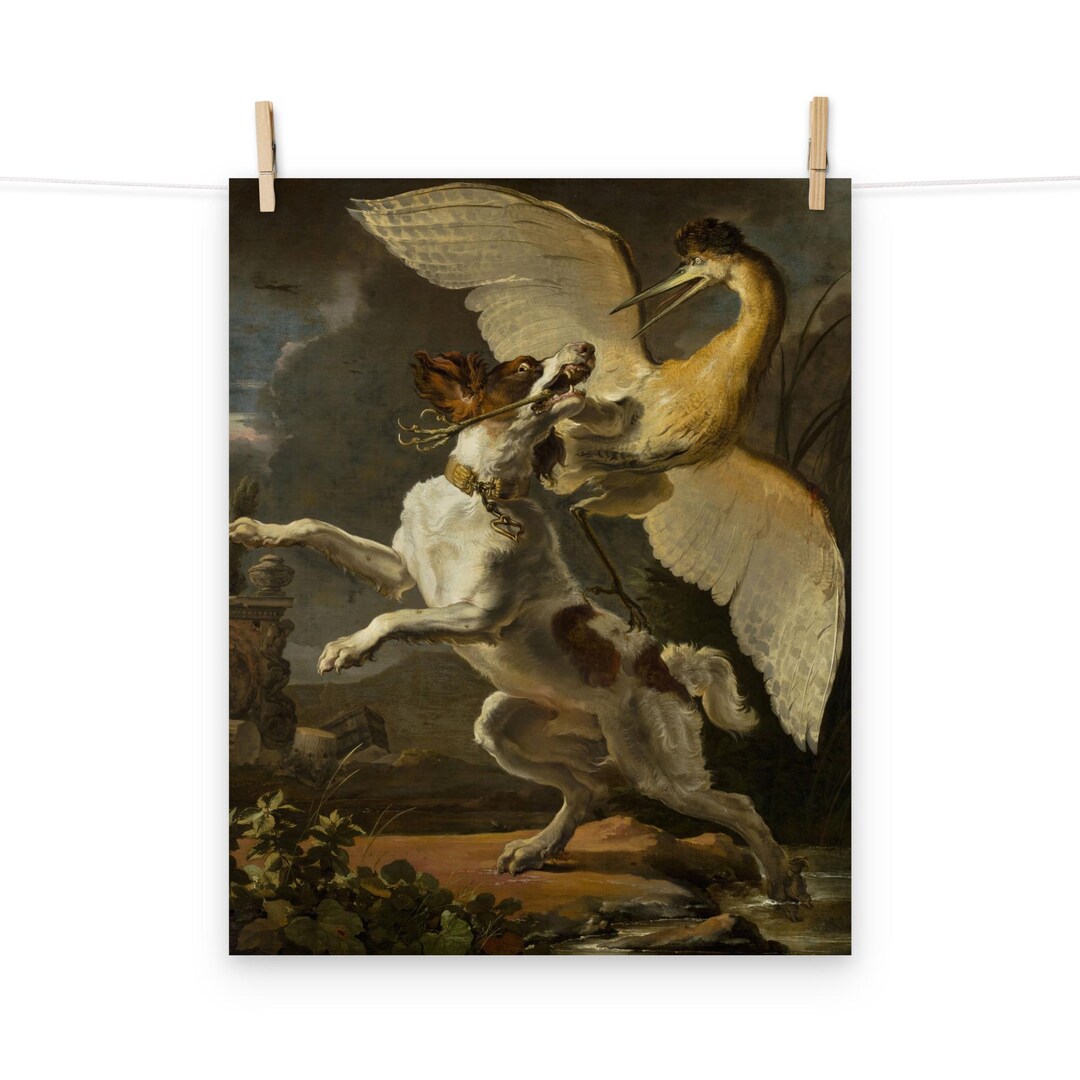 A Fight Between a Dog and a Heron by Abraham Hondius Matte Poster - Etsy