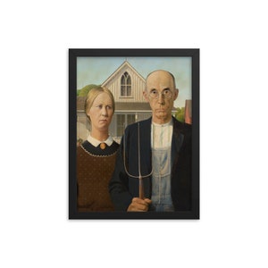 American Gothic by Grant Wood Framed Poster - Etsy