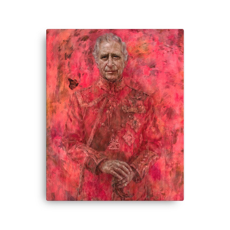 King Charles III Official Portrait red Painting by Jonathan Yeo Canvas ...