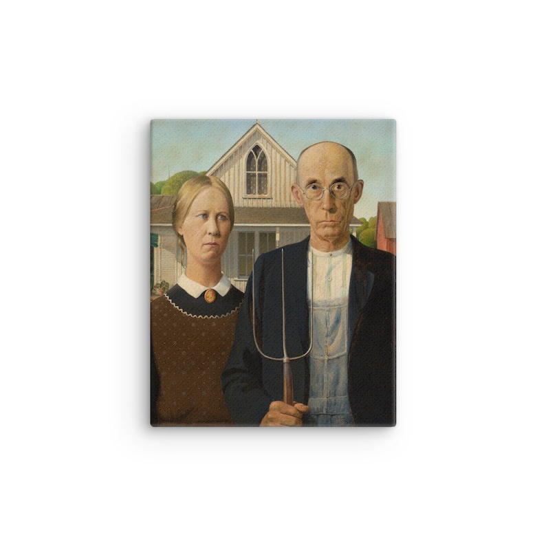 American Gothic by Grant Wood Canvas - Etsy